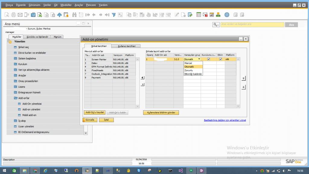 Sap Business One Sdk Addon oluşturma ve yükleme | Özer Aydın